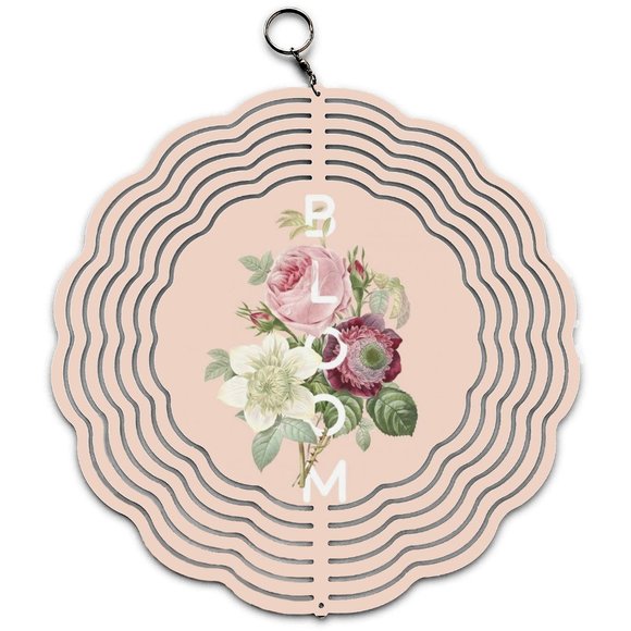 Design | Floral Bloom In Pink Background Wind Spinner With Swivel Hook ...